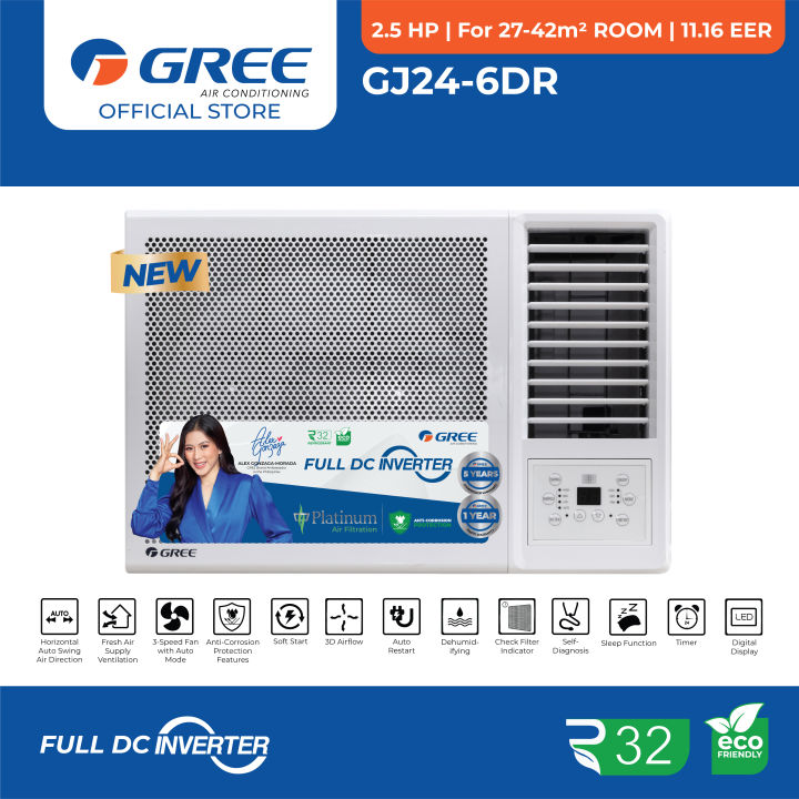 Gree GJ24-6DR 2.5HP Window Type Full DC Inverter with Remote Aircon ...