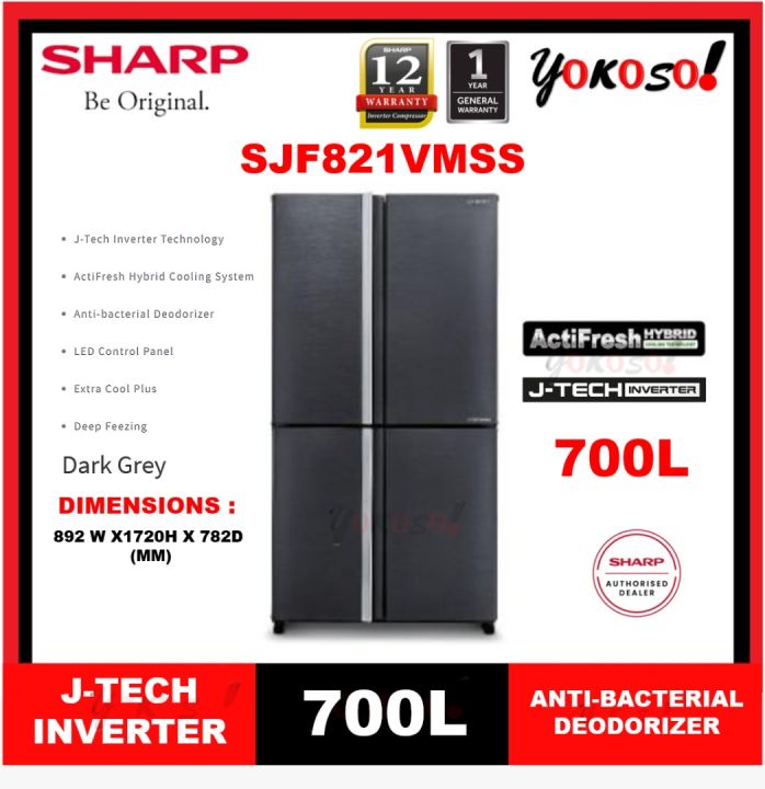 [Seller's Own Fleet] Sharp SJF821VMSS 700L Avance Series 4 Door ...