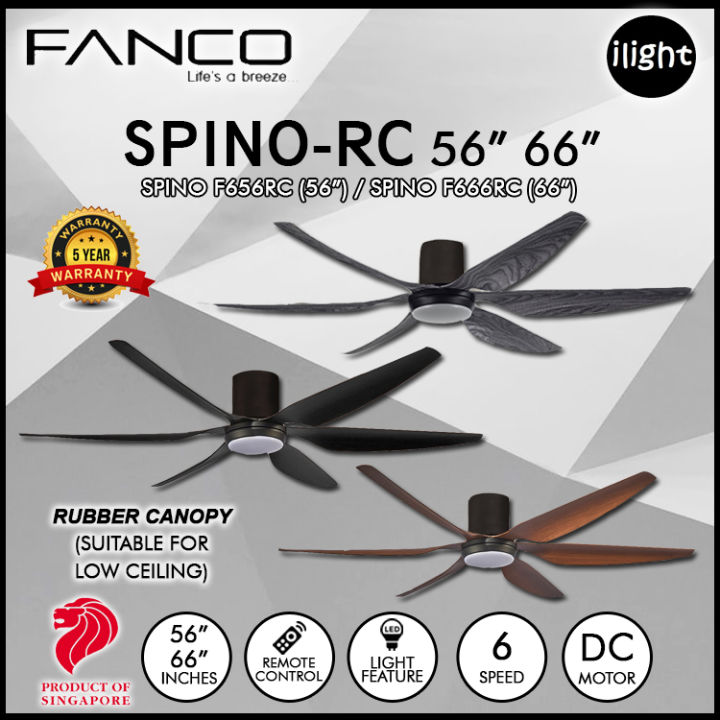FANCO SPINO-RC 56 / 66 Inch DC MOTOR 3C LIGHT 6 BLADE REMOTE CONTROL ...