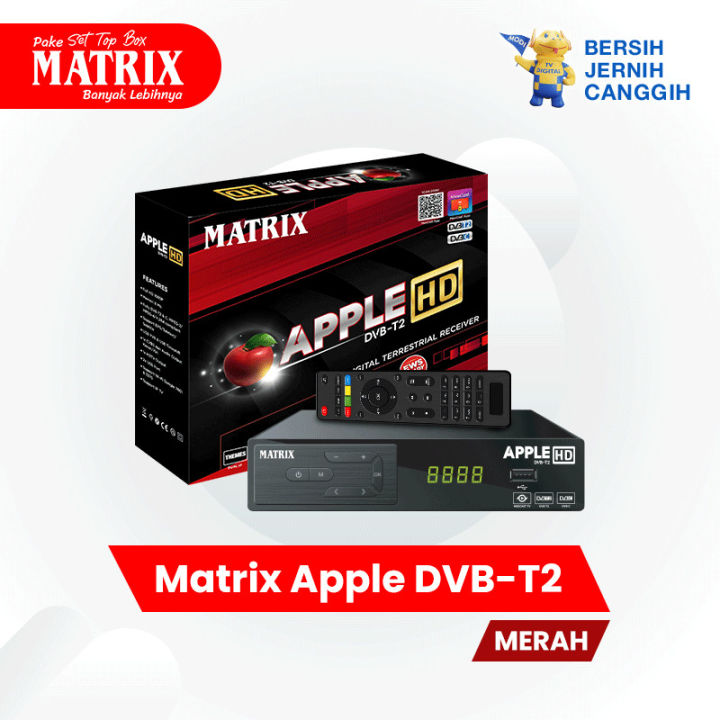 STB SET TOP BOX MATRIX APPLE MERAH HD DVB-T2 RECEIVER SINYAL TV DIGITAL ...