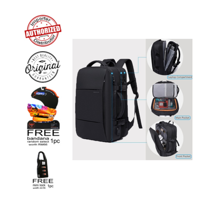[Free Gift]+ Bange 1908 Expandable Traveller King Backpack - Black | Lazada