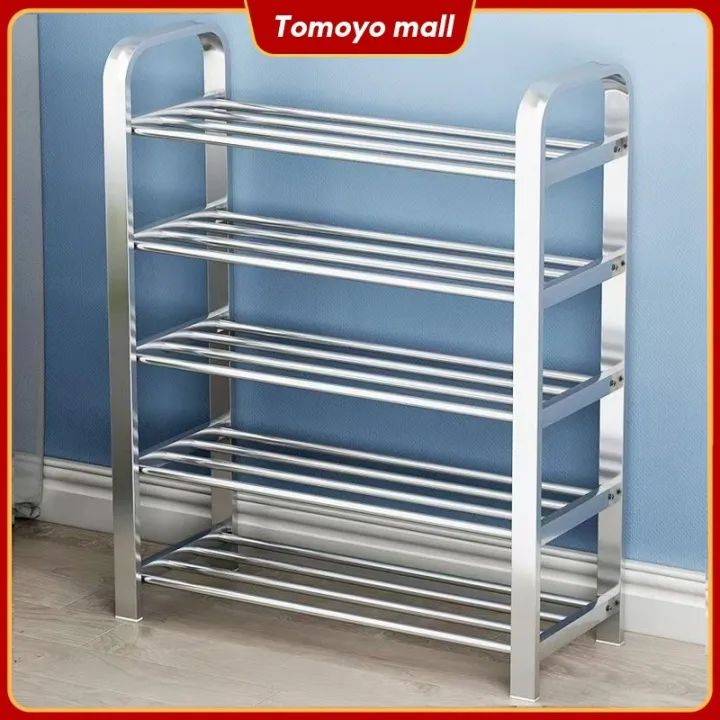2-6 Layer Stainless Steel Shoe Rack Stackable Shoes Organizer Storage Stand Metal Shoes Rack ...