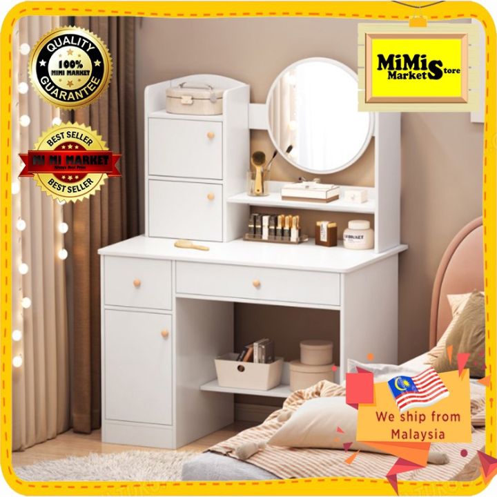 MIMI Warranty Bedroom Dressing Table Vanity Makeup Table With 2 Drawer ...