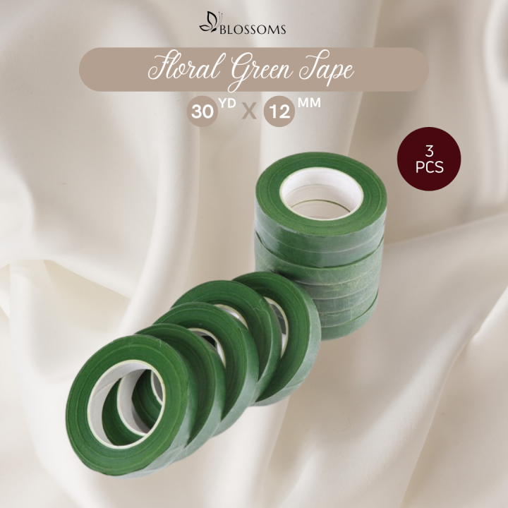 My Ready Stock Green Floral Tape 30yards Pelilit Bunga Ribbon Riben Reben Ribben Satin Organza