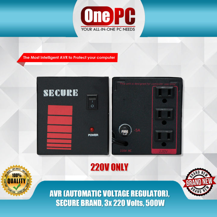 AVR (AUTOMATIC VOLTAGE REGULATOR), SECURE BRAND, 3x 220 Volts, 500W ...