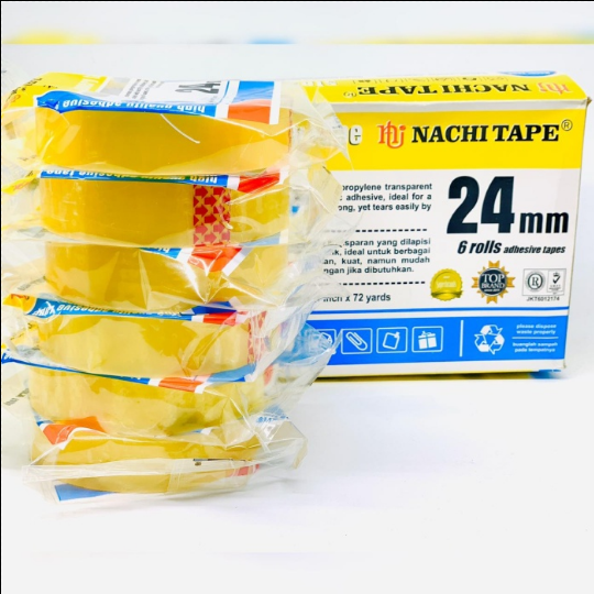 (1BIJI) Isolasi Bening Lakban Nachi 24mm x 72yard 1 inch Nachi isolasi ...