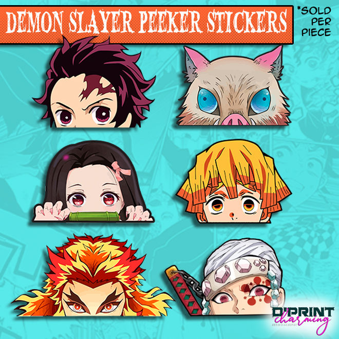 Demon Slayer - Anime Peeker Stickers - Laminated Waterproof Vinyl ...