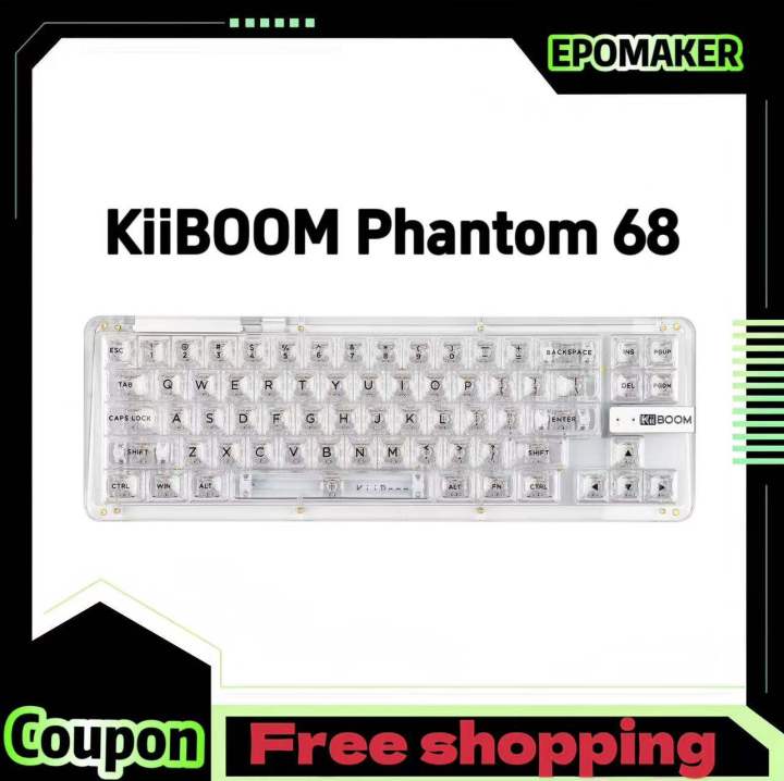 Kiiboom Phantom 68 mechanical keyboard 65% Crystal gasket-mounted ...