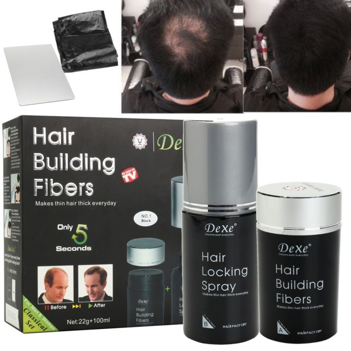 Dexe Hair Building Fibers With Hair Locking Spray (Set Black) / hair ...