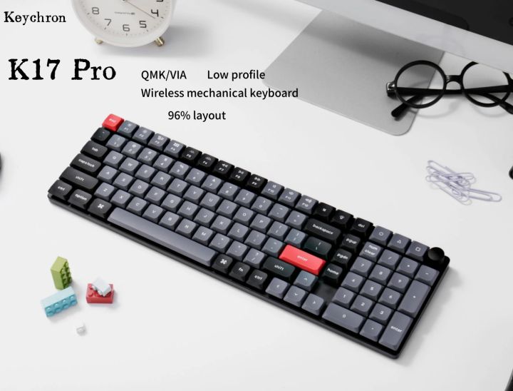 Keychron K17 Pro (รูปแบบ96%) โปรไฟล์ต่ำพิเศษ QMK/ผ่านแบ็คไลท์ RGB ...