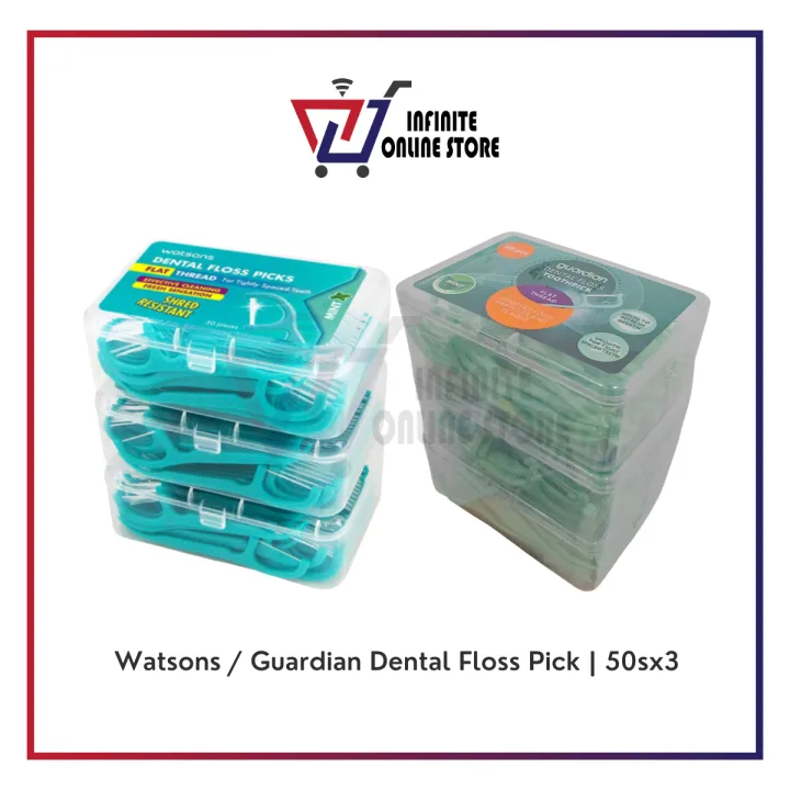 Watsons / Guardian Mint Dental Floss Picks (Flat / Round) (50s x 3 Box ...