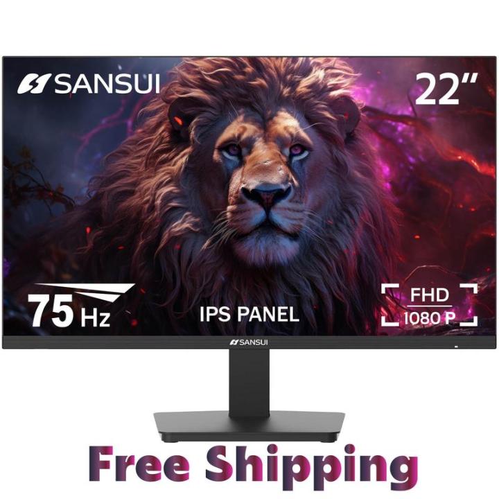 SANSUI 22 Inch IPS 75Hz FHD HDMI VGA Ports Computer Monitor for Working ...