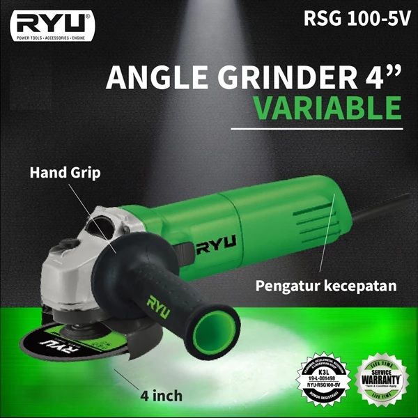 RYU RSG100-5V Variable Speed 4" Mesin Gurinda Tangan Grinder Listrik 4 ...