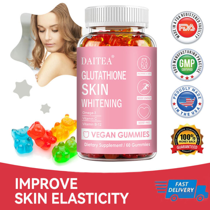 DAITEA Glutathione Gummy, rich in Omega-3 collagen, whitening skin, anti-aging, brightening skin ...