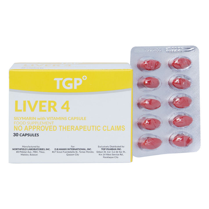 LIVER 4 (TGP) Silymarin + Vitamins 125mg Softgel capsule 10 pcs per ...