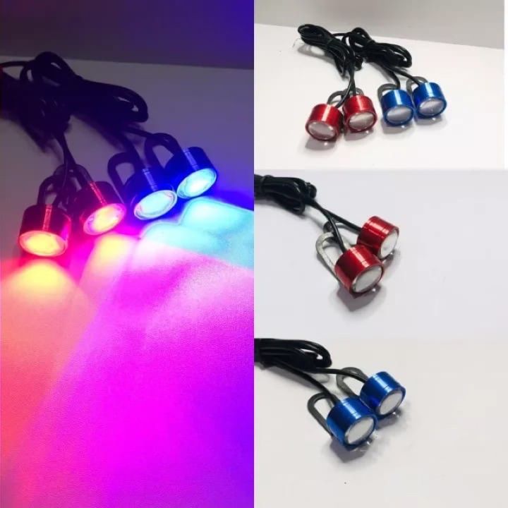 LAMPU LED EAGLE EYE STROBO 3 LED DRL MATA ELANG FLASH DENGAN BREAKET PUTIH MERAH BIRU HIJAU ...