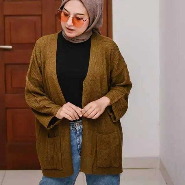 Cardigan Oversize Wanita Kekinian 2023 | Kardigan Rajut Panjang Jumbo ...