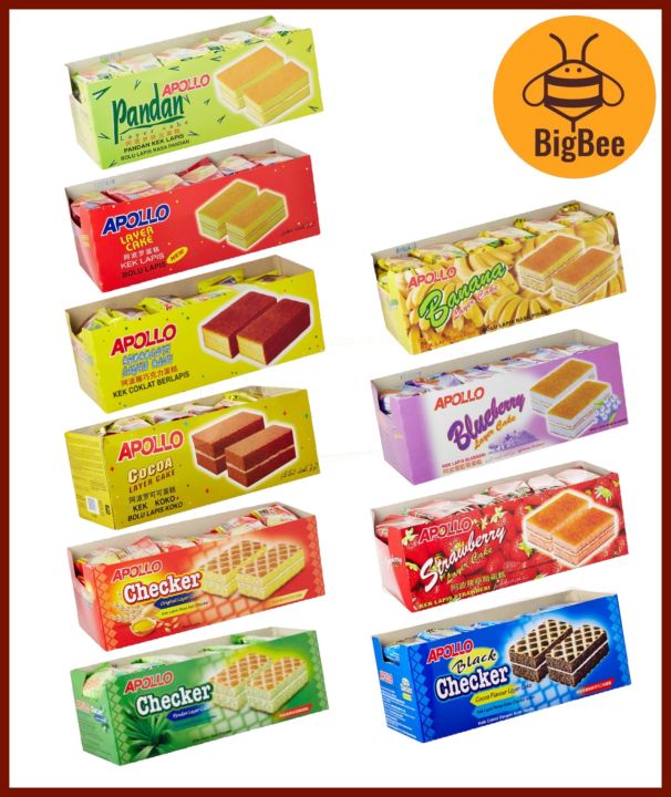 Apollo Layer Cake - 18g x 24pkts Original / Pandan / Chocolate / Cocoa ...