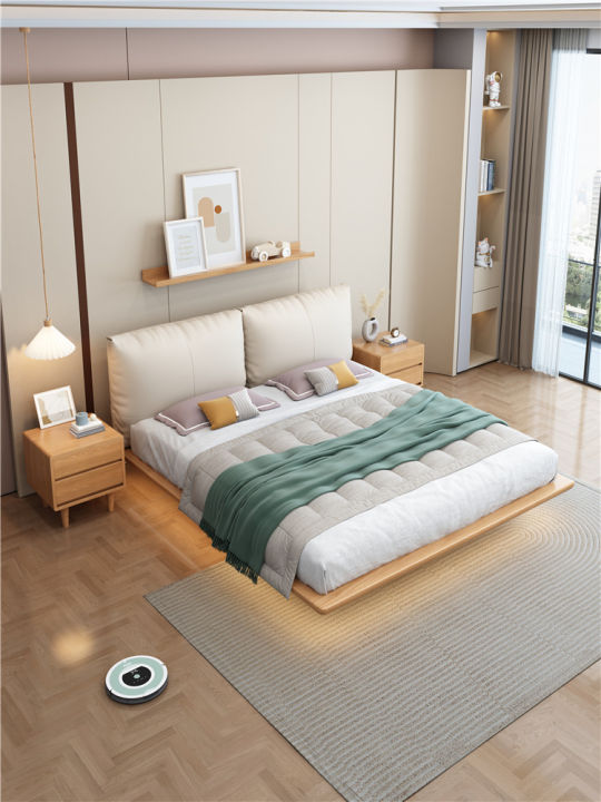 Ash wood bedside bed frame suspended bed frame solid wood short bed ...