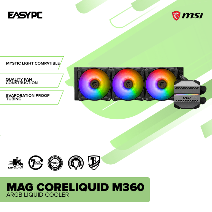 EasyPC | MSI MAG CORELIQUID M360 / M240 ARGB Liquid Cooler CPU Cooler For PC Elevated Copper ...