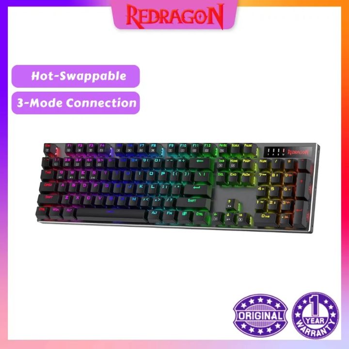 Redragon K556 PRO Upgraded Wireless RGB Gaming BT/2.4Ghz Tri-Mode ...