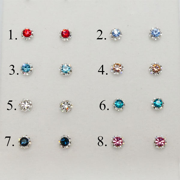 ต่างหูเงินแท้ 92.5% ชุบทองคำขาว กลม 4 มิล ติดพลอย PP26 ต่างหูเงินแท้ ...