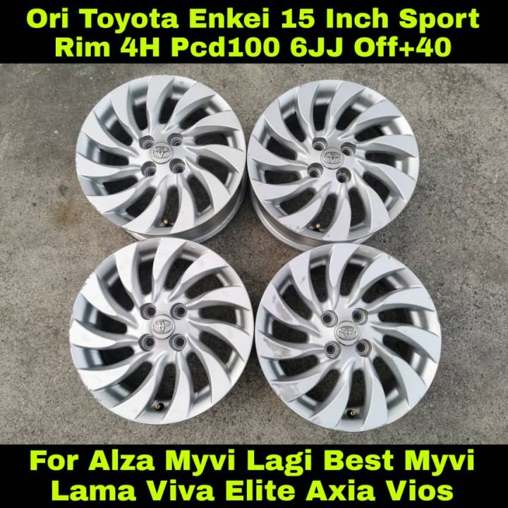 Alza Myvi Vios Axia Viva Ori Toyota Enkei Sport Rim 15 Inch 4H PCD100 ...