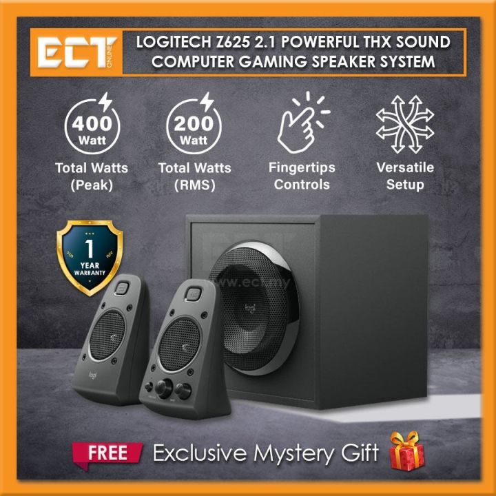 Logitech Z625 2.1 Powerful THX Sound Computer Gaming Speaker System ...