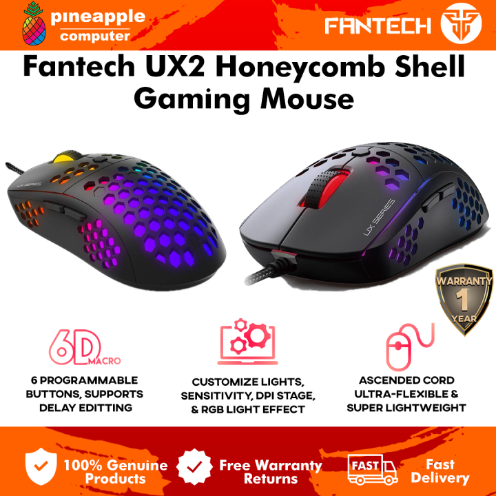 Fantech UX2 Hive 12000 DPI Honeycomb Shell RGB Marco Gaming Mouse | Lazada