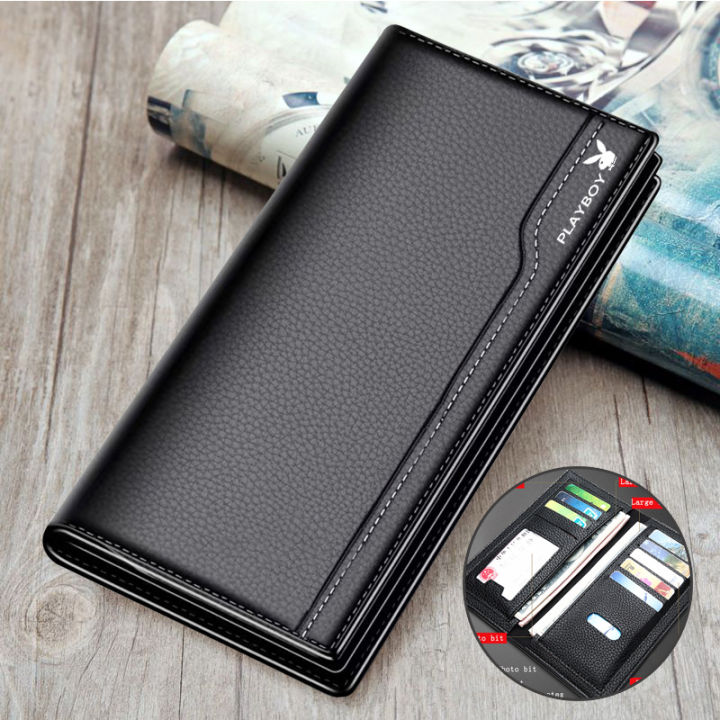 Men's Long Wallet Large Capacity Casual Medium Long Soft Headed Cowhide ...