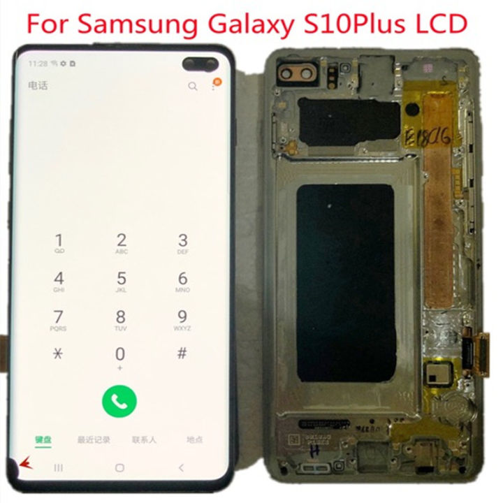 หน้าจอสัมผัสสำหรับ AMOLED ของแท้ Samsung Galaxy S10+ G975F S10บวก G975U ...