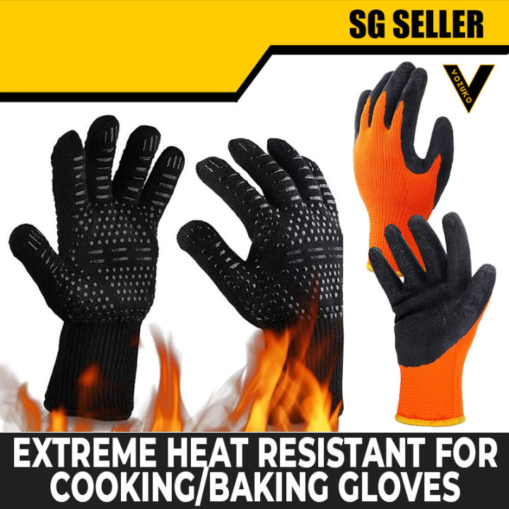 [SG SELLLER] Extreme Fire Heat Resistant Gloves Oven Heat Transfer Anti ...