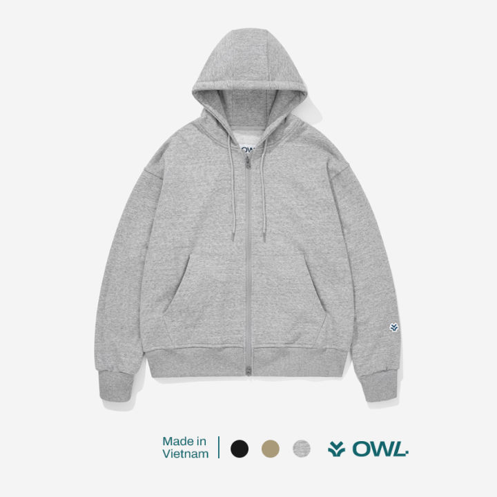 OWL BRAND® LOGO FULL-ZIP HOODIE - Áo khoác nỉ có mũ màu Xám | Lazada.vn
