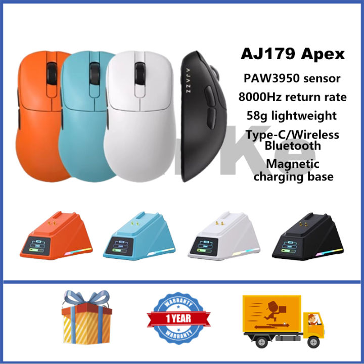 Ajazz aj179 Apex Wireless Mouse PAW3950/3395 Lightweight Three Mode ...