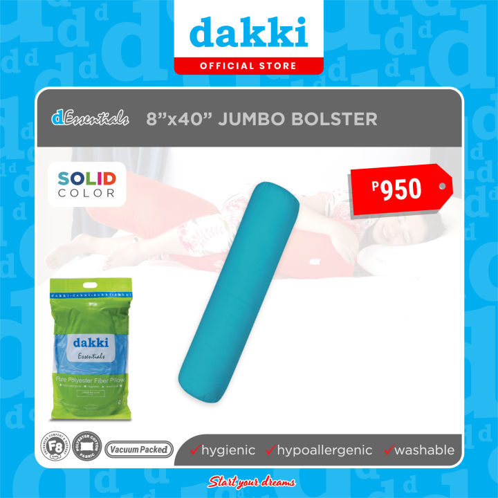 Dakki Essentials 8"x40" Aqua Blue Jumbo Bolster | Lazada PH