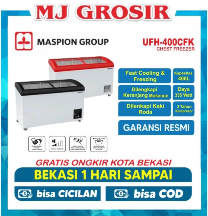 MASPION UFH 400 C CHEST FREEZER BOX 400 LITER LEMARI PEMBEKU SLIDING ...