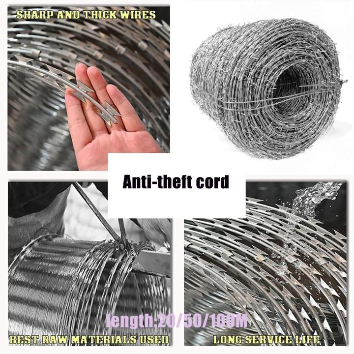 20M/50M/100M Iron Barbed Wire Roll Fence Barbed Wire/ Blade rope Anti ...