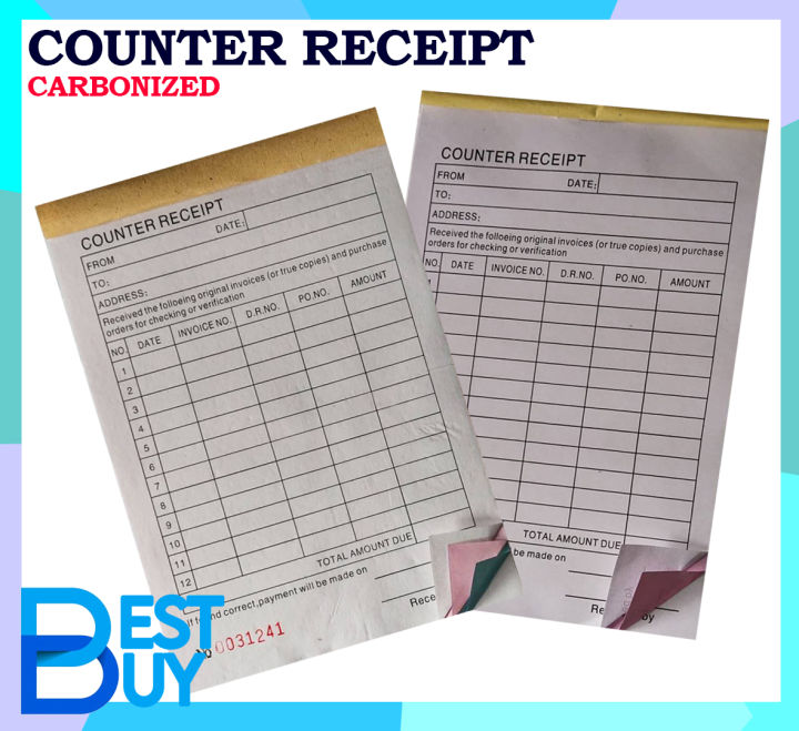 Counter Receipt carbonized 2 PLY or 3 PLY portrait (7x5inches) | Lazada PH