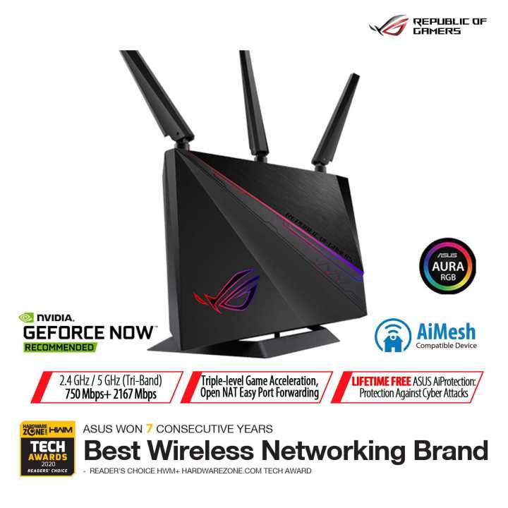 ROG Rapture GT-AC2900 WiFi Gaming Router, certified by NVIDIA for the ...