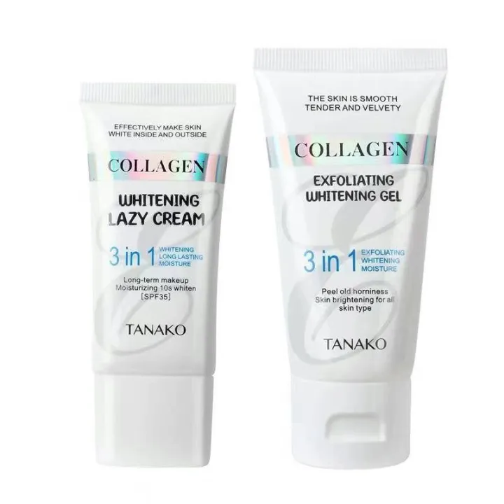 AUTHENTIC TANAKO Collagen 3in1 Whitening Cream Facial Cream Lazy Cream ...