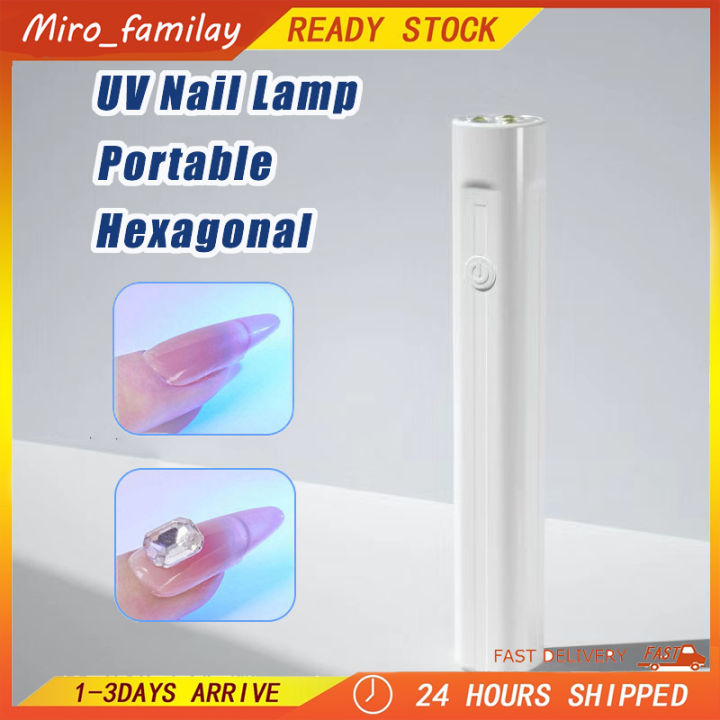 READY STOCK UV Nail Lamp Portable Hexagonal Lampu Manikur Genggam Mini ...
