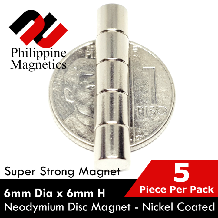 5 Pieces 6mm Diameter x 6mm Thick Neodymium Magnet Super Strong Rare ...