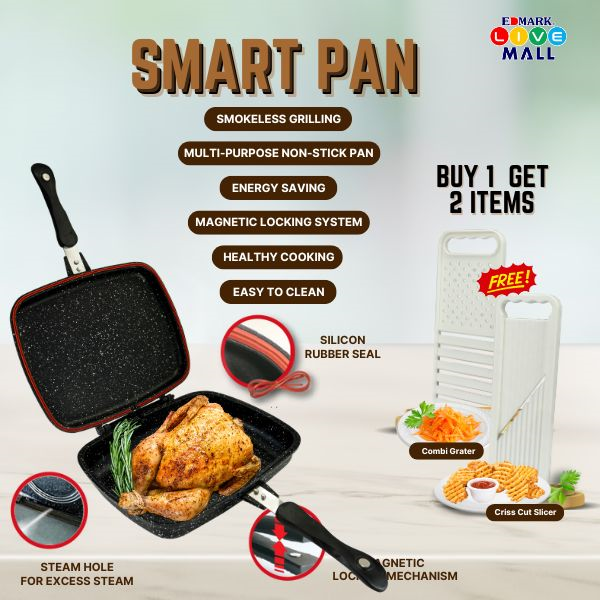 Edmark Smart Double Pan (Black with Non Stick Marble Coating) | Lazada PH