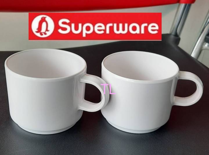 แก้วกาแฟ 2ใบ สีขาว (ไม่มีกล่อง) เมลามีน100% ตรานกเพนกวิน superware #onanong2410 | Lazada.co.th