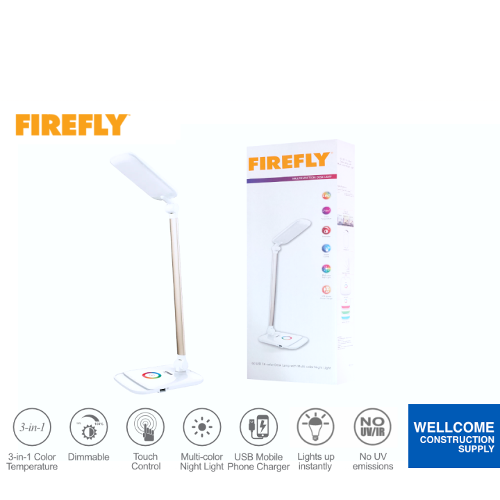 Firefly 60 LED Tri-color Desk Lamp with Multicolor Night Light FEL717 ...