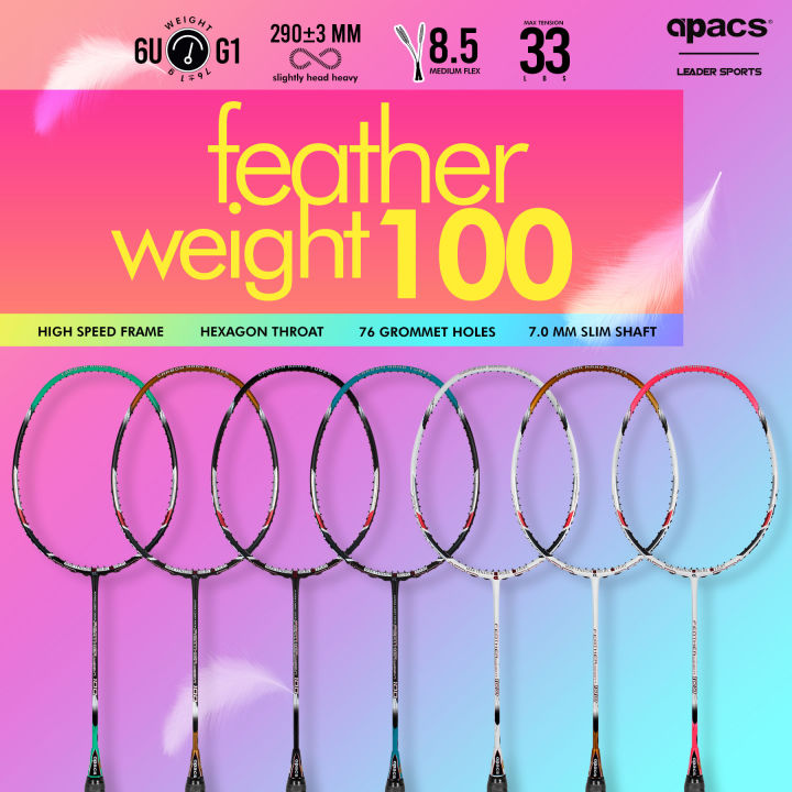 (FREE STRING & GRIP) APACS BADMINTON RACKET FEATHER WEIGHT 100 | Lazada