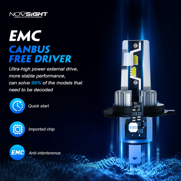 NOVSIGHT ชุดหลอดไฟ LED 6500K 2ชิ้นไฟหน้าไฟหน้ารถ IP68แสงสีขาวไฟหน้า LED ...