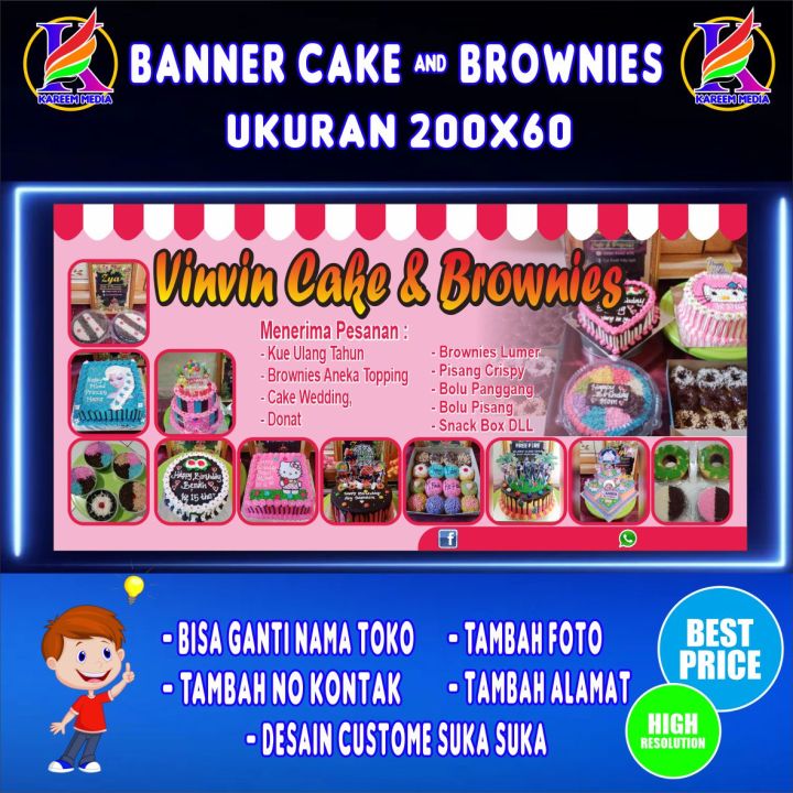 Banner Spanduk Toko Kue / Banner Toko Cake dan Brownies / Spanduk Toko ...