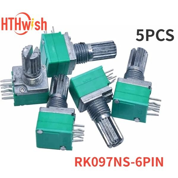 5PCS RK097NS 6Pin 15mm Potentiometer 5K 10K 20K 50K 100K 500K Switch ...