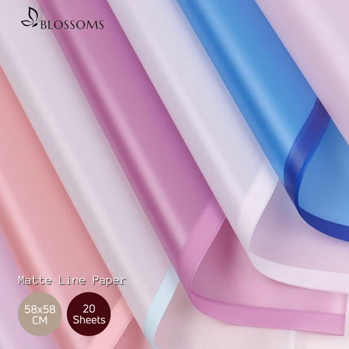[MY Ready Stock] 20 Sheets Matte Line Wrapping Paper Bouquet Gift ...
